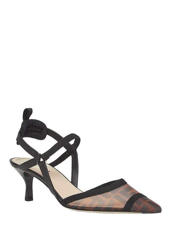 Fendi Colibri Lite Ff Mesh Mid-heel Slingbacks - Black/brown