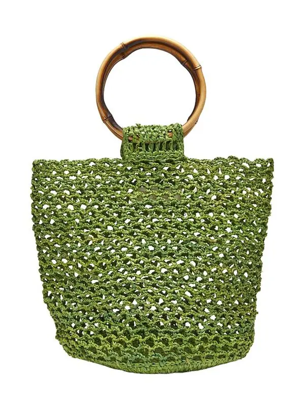 Mar Y Sol Willow Raffia Wristlet - Emerald