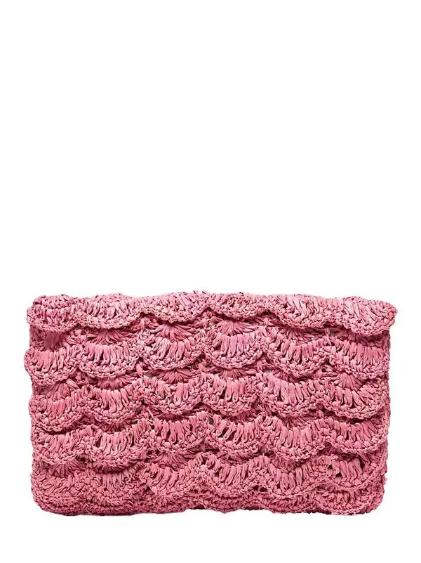 Mar Y Sol Lizzie Small Raffia Clutch - Pink