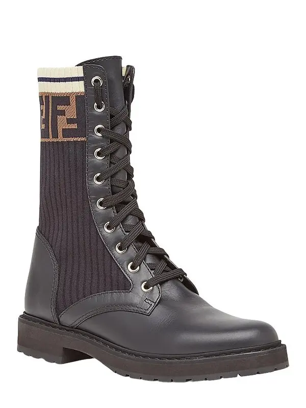 Fendi Rockoko Leather Biker Boots - Black