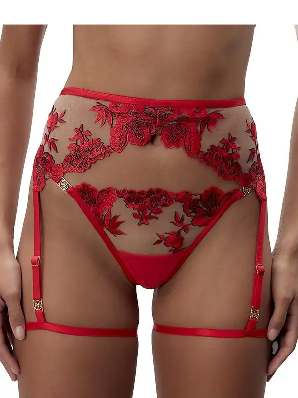 Bluebella Lavanya Thigh Harness - Red/black/sheer