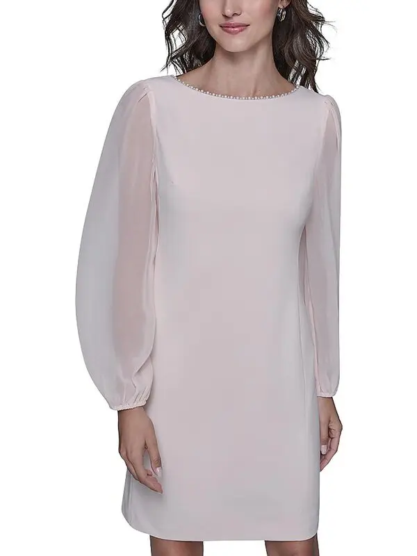 Karl Lagerfeld Paris Scuba Crepe Sheath Dress - Rose