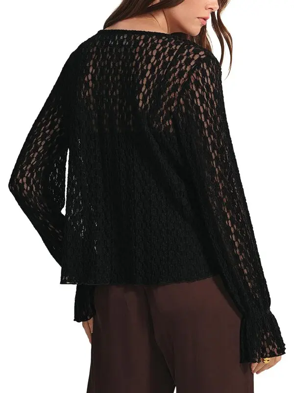 Velvet By Graham & Spencer Natalie Ruffled Lace Blouse - Black