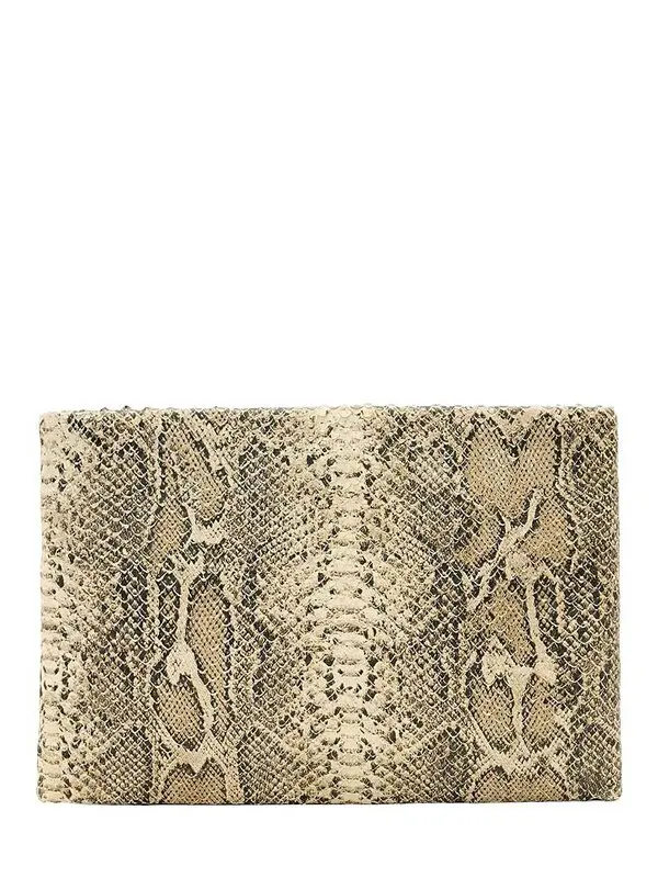 ALLSAINTS Bettina Snake Embossed Leather Clutch - Desert White