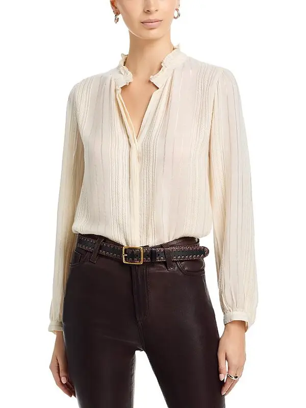 Velvet By Graham & Spencer Cynthia Metallic Threaded Blouse - Cream