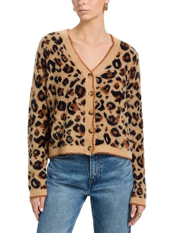 Velvet By Graham & Spencer Betsy V-neck Cardigan - Leopard