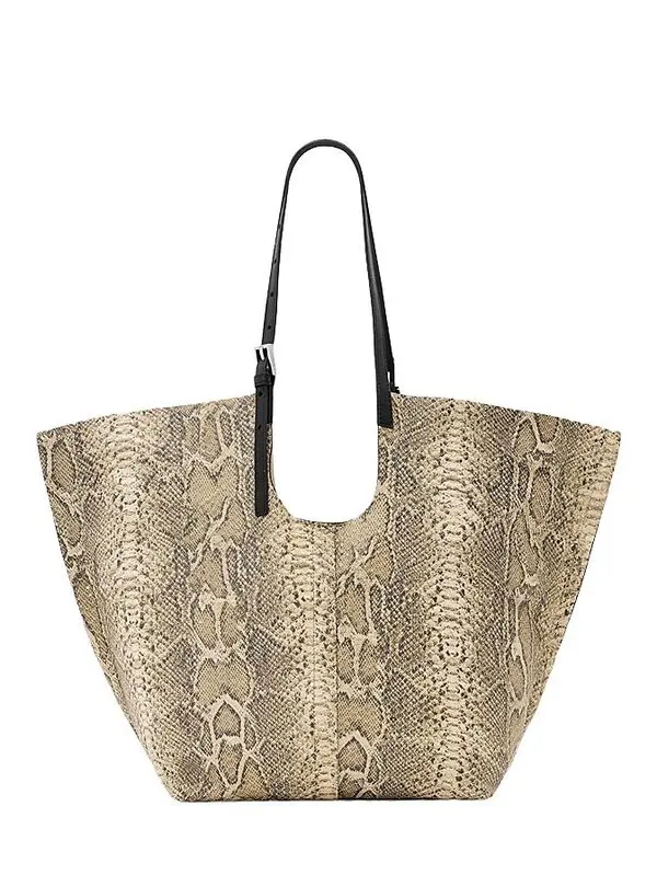 ALLSAINTS Ara Snake Print East West Tote - Desert White
