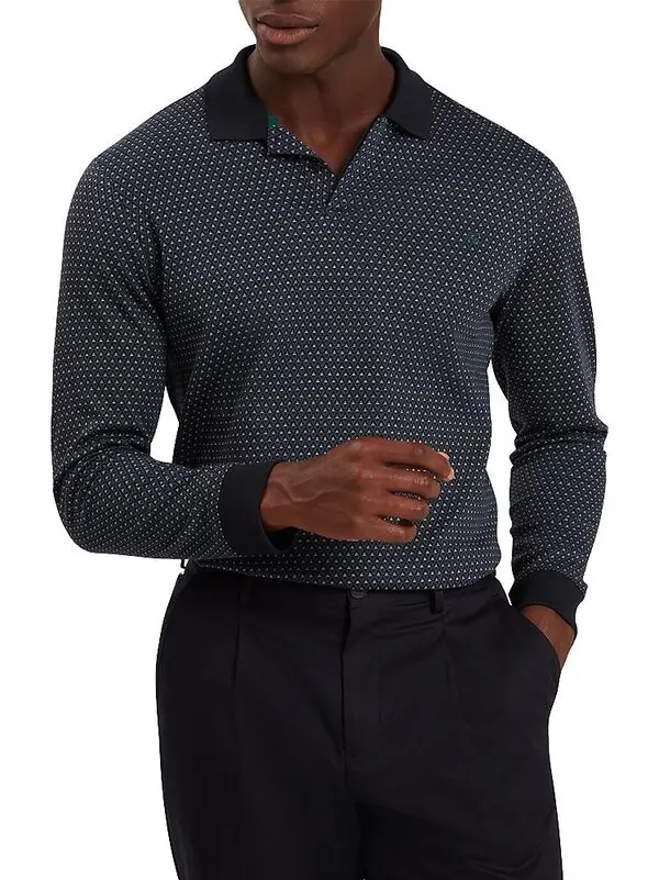 Ted Baker London Durand Geo Jacquard Polo Shirt - Navy