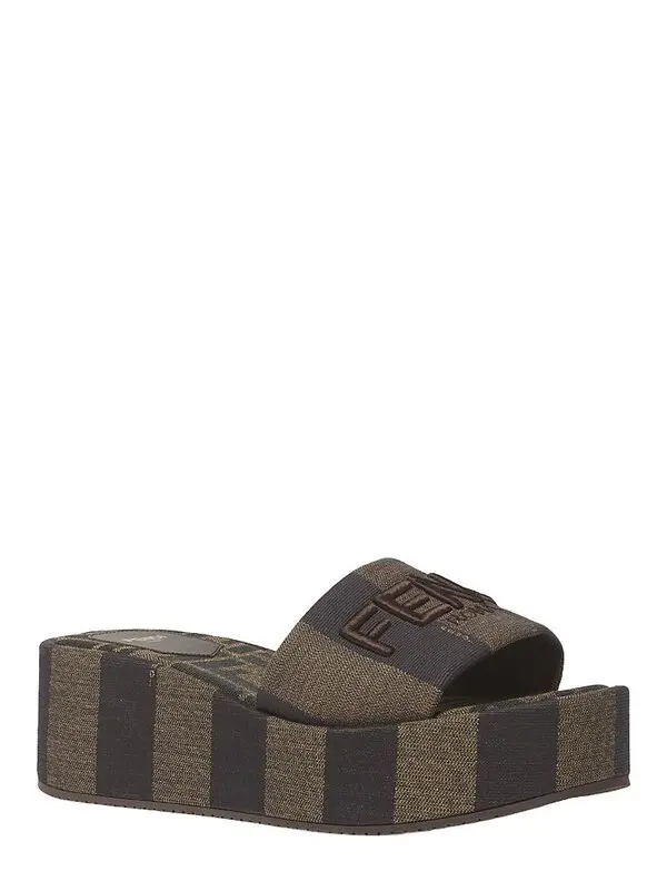 Fendi Sunshine Flatform Slides - Brown