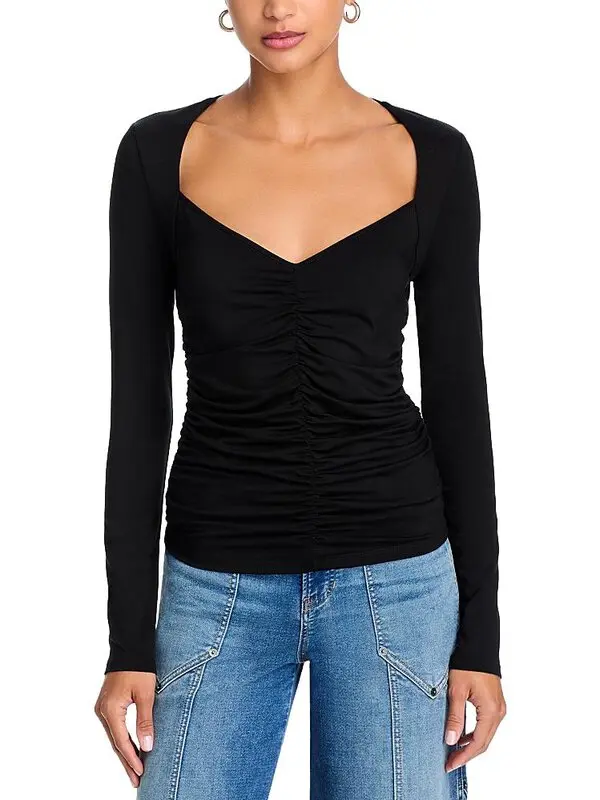 Veronica Beard Ruched Top - Black