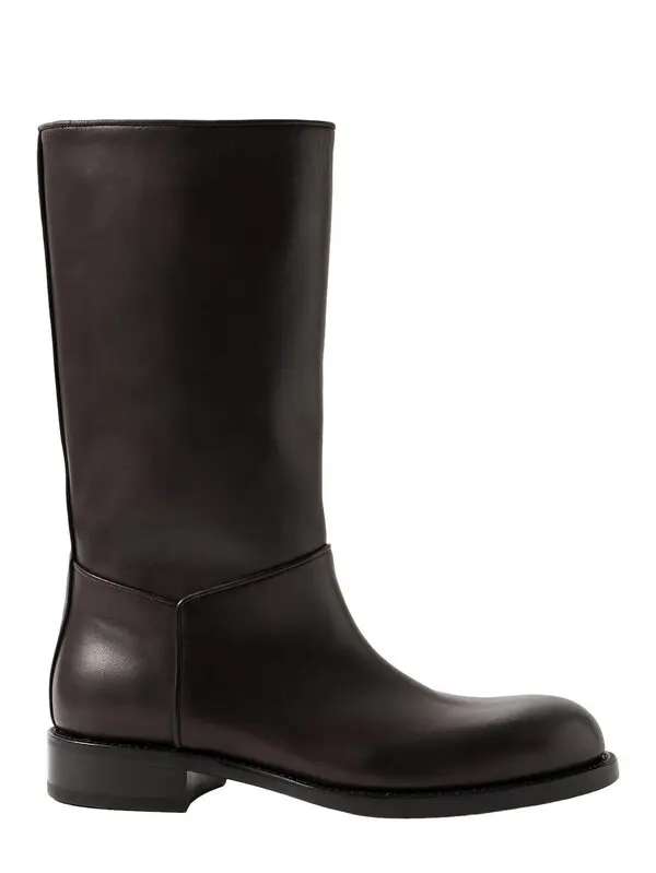 THE ROW Nobilis Leather Ankle Boots - Brown
