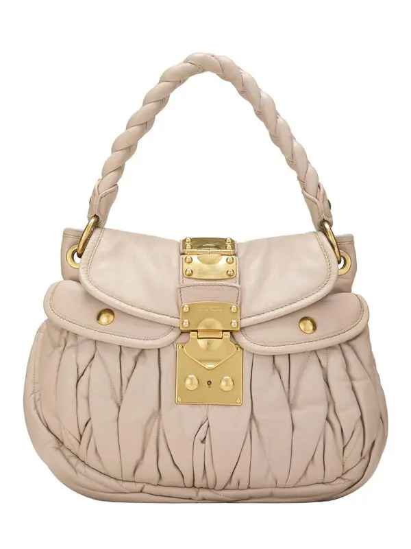 Miu Miu Calfskin Buckle Hobo - Pink