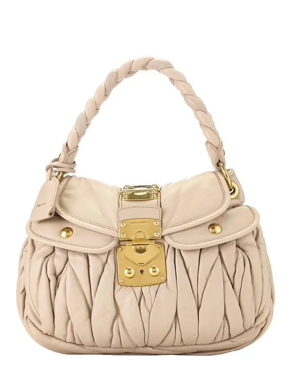 Miu Miu Calfskin Buckle Hobo - Pink