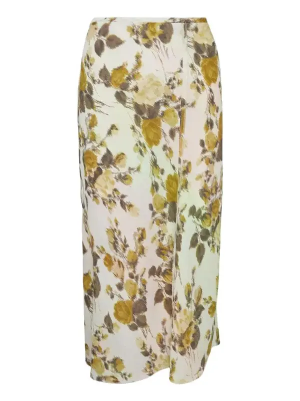 AMI Paris Floral-motif Midi Skirt - Neutrals