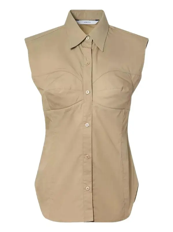 PUSHBUTTON Sleeveless Button-up Shirt - Neutrals