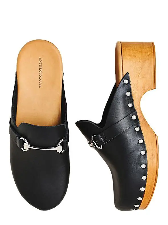 Anthropologie Studded Horse-bit Clogs - Black