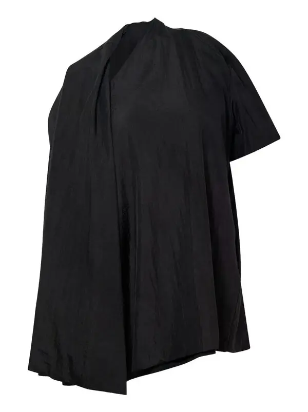 PUSHBUTTON Draped Short-sleeve Top - Black