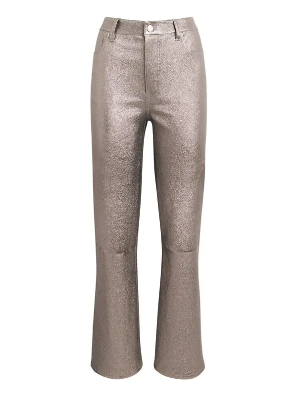 FRAME Le Sleek Straight Leather Jeans - Grey