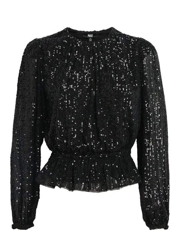 Paige Sequinned Vilma Blouse - Black