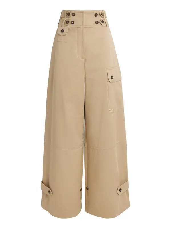 Zimmermann Cotton Rebellion Cargo Trousers - Beige