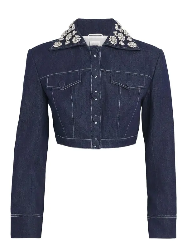 Huishan Zhang Aiste Cropped Denim Jacket - Navy