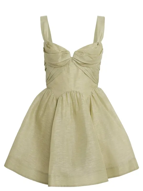 Zimmermann Linen-silk Rebellion Mini Dress - Green