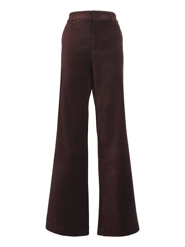 Paige Velvet Marlow Flared Trousers - Burgundy