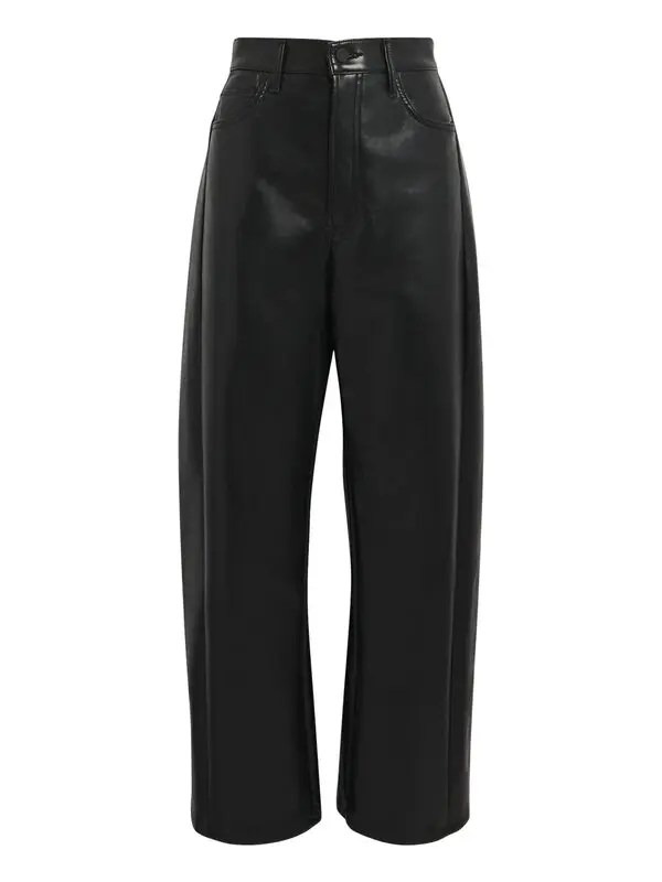 MOTHER Faux Leather Half-pipe Flood Jeans - Black