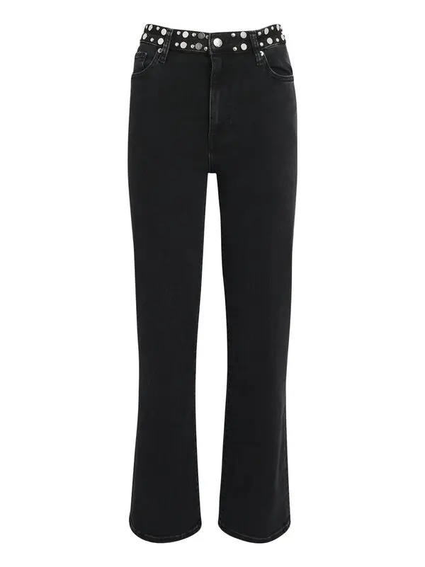 FRAME Le Sleek Straight Studded Jeans - Black