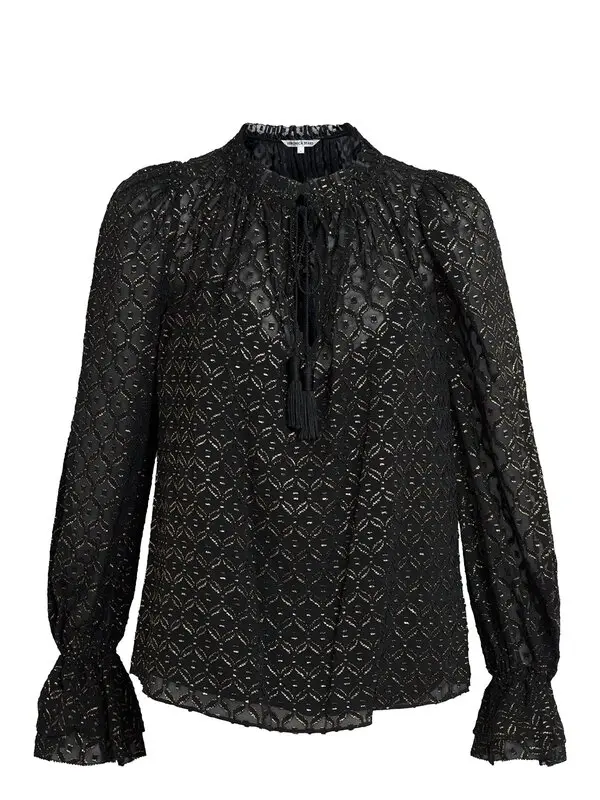 Veronica Beard Metallic Maxime Blouse - Black