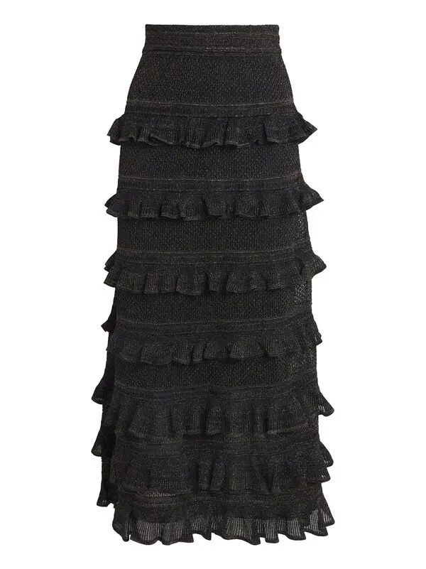 Zimmermann Frilled Rebellion Midi Skirt - Black