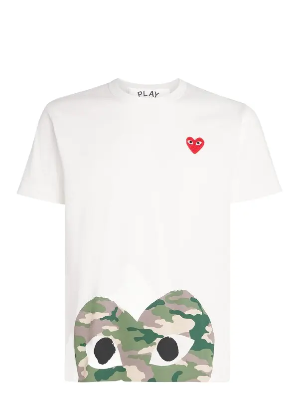 Play Comme Des Garcon Camouflage Half Heart Logo T-shirt - White