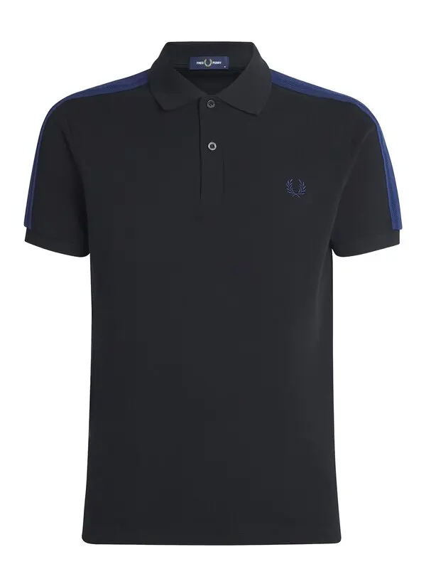 Fred Perry Cotton Taped Logo Polo Shirt - Black