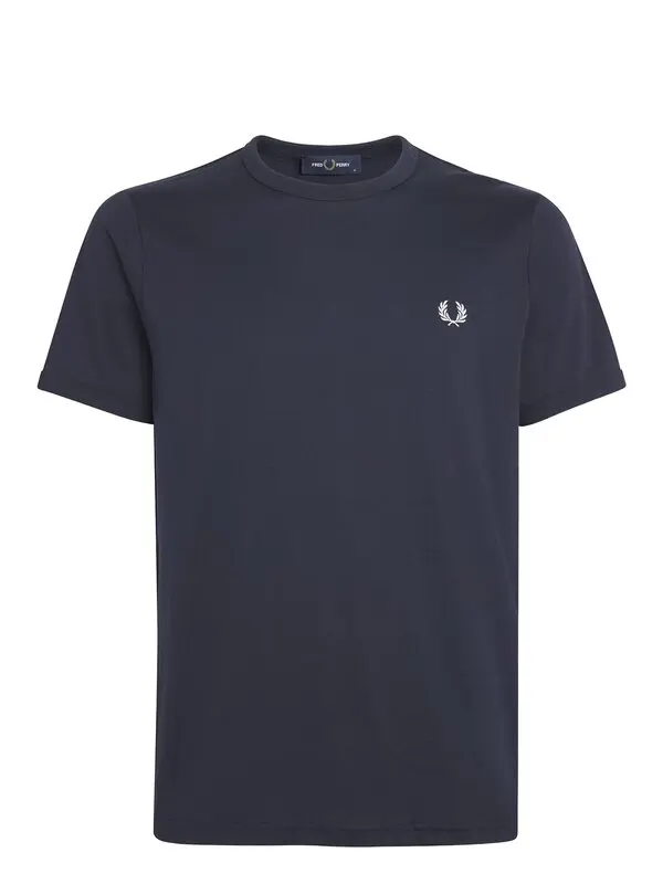 Fred Perry Cotton Ringer Logo T-shirt - Navy