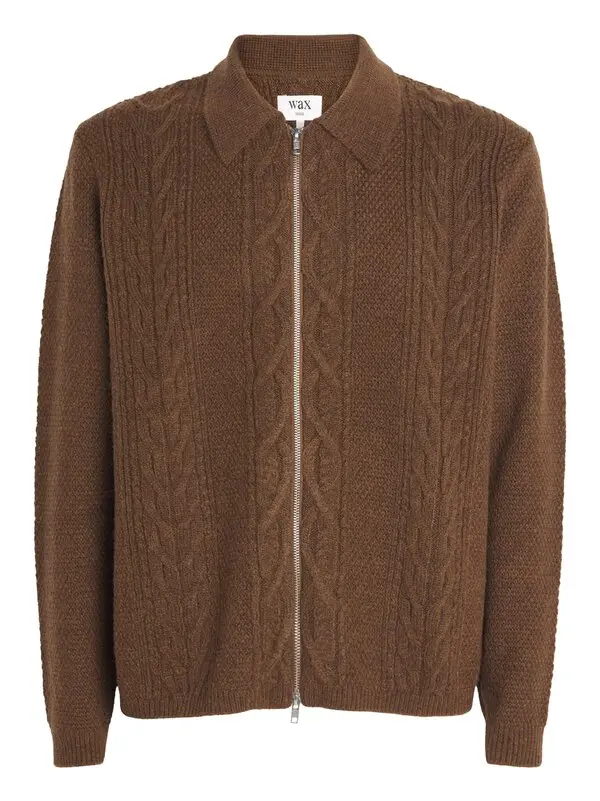 WAX LONDON Cable-knit Friar Zip-up Cardigan - Brown