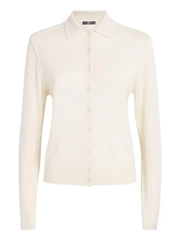 7 For All Mankind Cashmere Polo Cardigan - Ivory