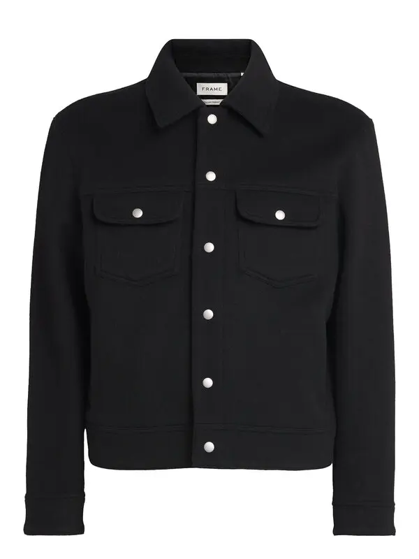 FRAME Wool-blend Trucker Jacket - Black