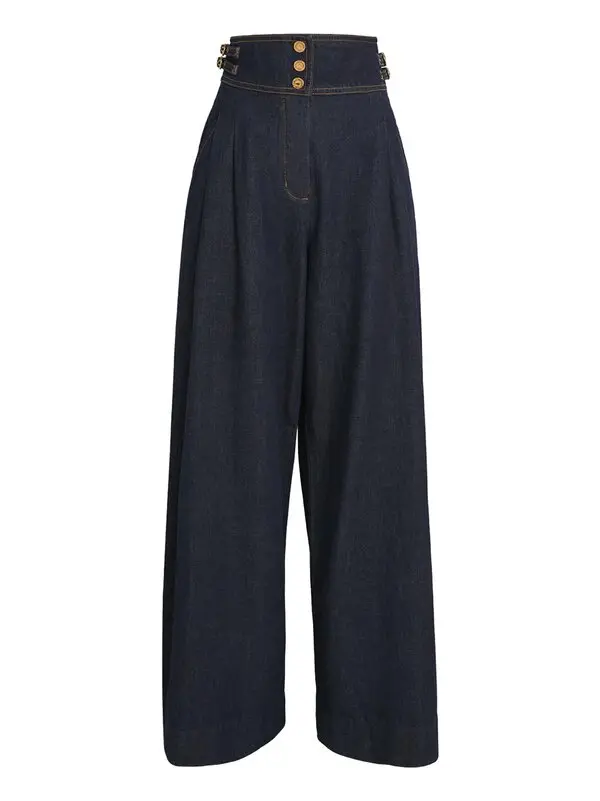 Zimmermann Denim Rebellion Wide-leg Trousers - Navy