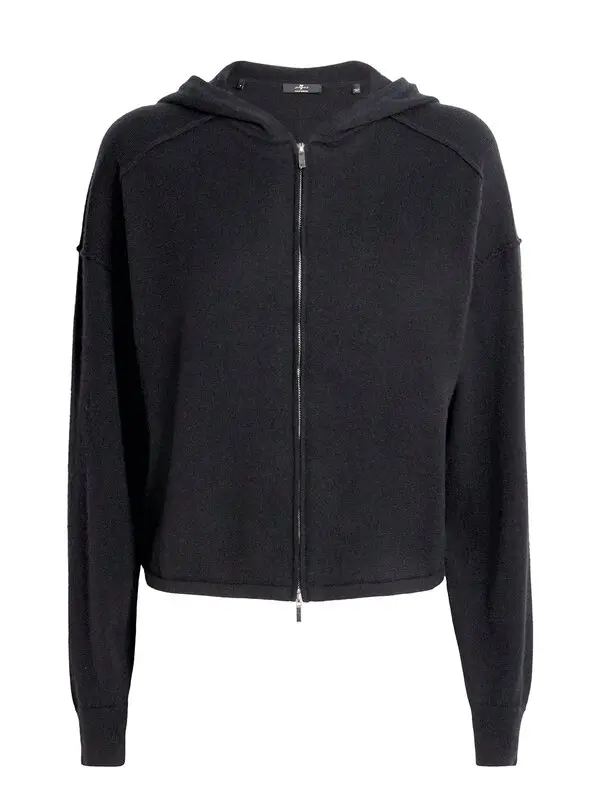 7 For All Mankind Cashmere Zip-up Hoodie - Black
