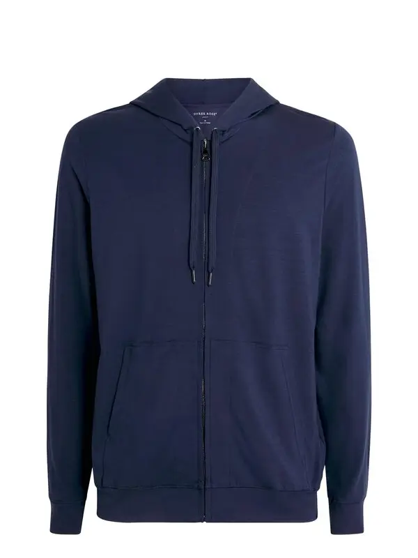 Derek Rose Basel Zip-up Hoodie - Navy