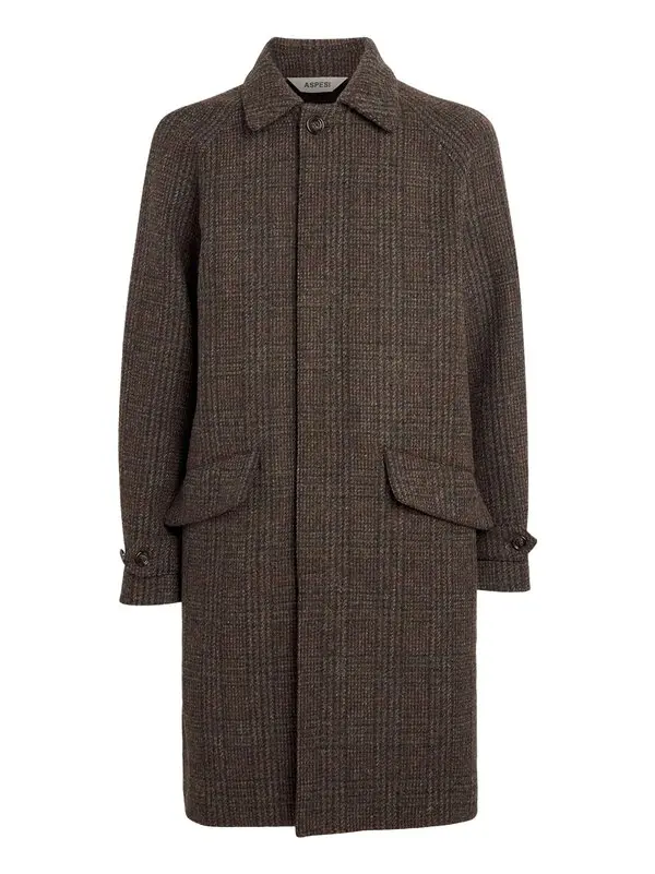 Aspesi Wool Check Coat - Brown