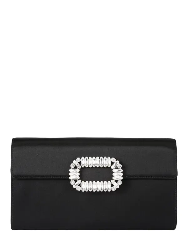 ROGER VIVIER Satin Pilgrim Clutch - Black