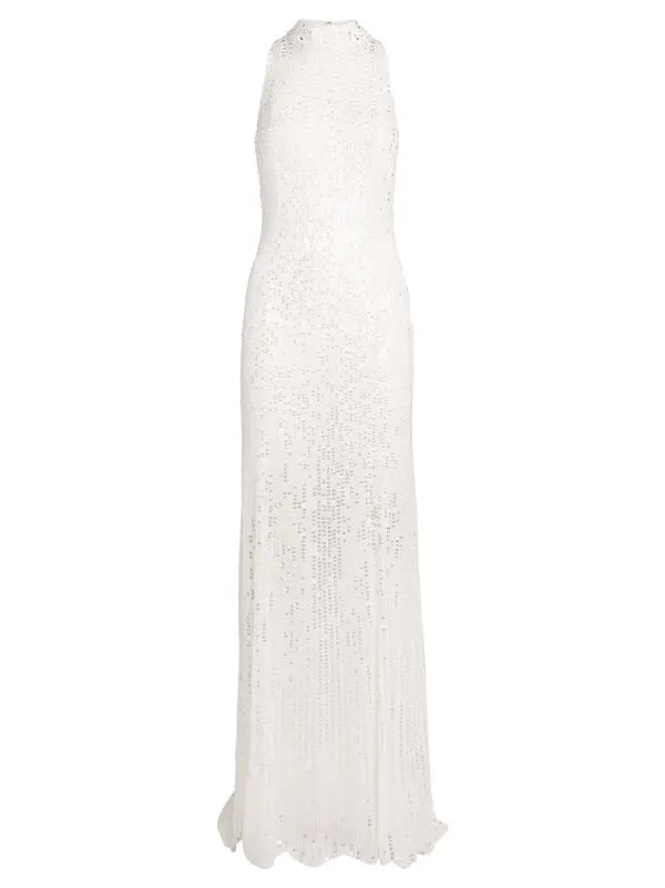 Jenny Packham Silk Sequined Benue Gown - White
