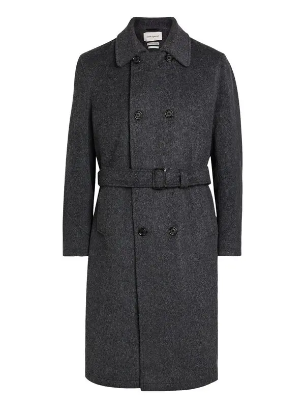 Oliver Spencer Belted Wool-blend Coat - Charcoal
