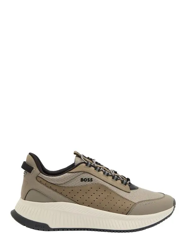 BOSS Panelled Mesh Sneakers - Beige