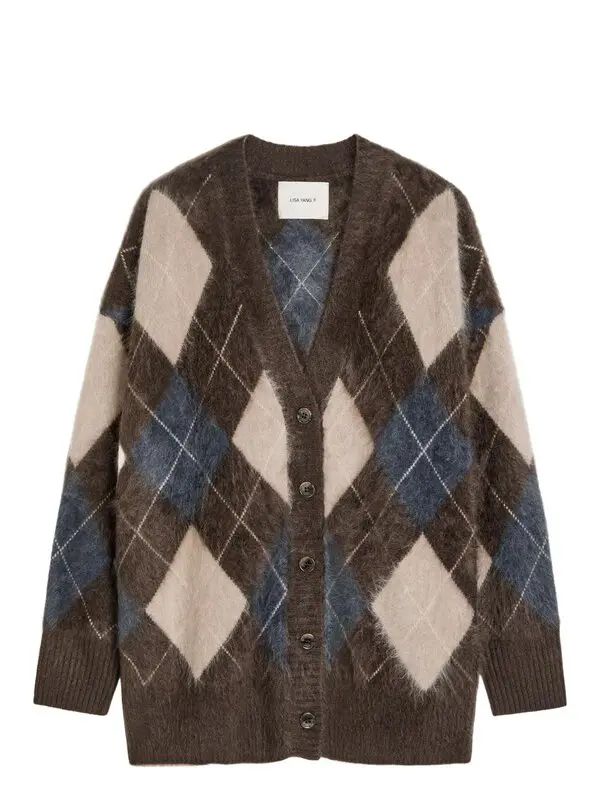 LISA YANG Elaria Argyle Brushed Cashmere Cardigan - Brown