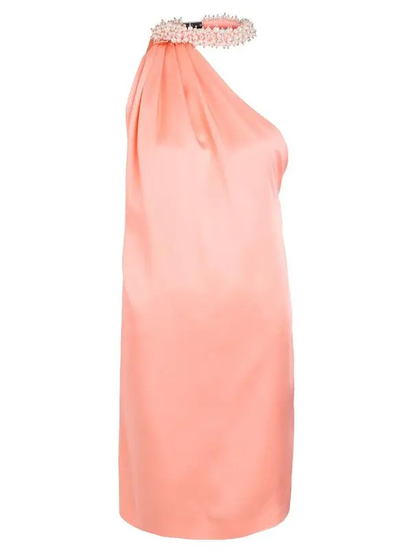 Stella McCartney Embellished-choker Asymmetric Satin Mini Dress - Light Pink