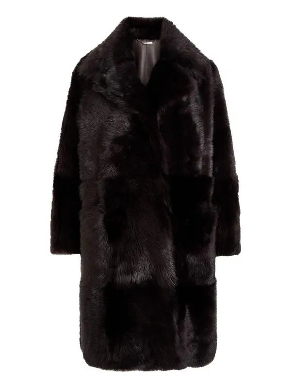 Nour Hammour Shearling Coat - Dark Brown