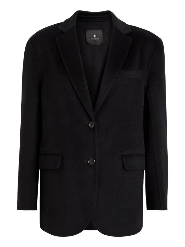 ANINE BING Quinn Wool And Cashmere-blend Blazer - Black