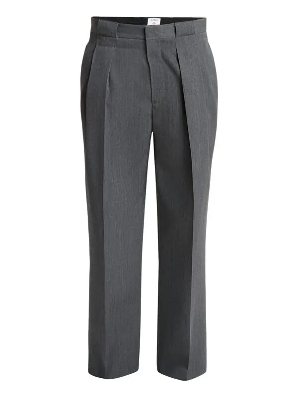 Casablanca Wool Maxi Pleated Trousers - Grey